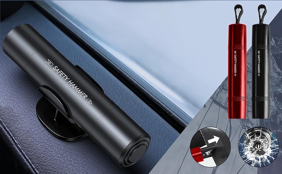 Amazon.com: 2 Pack Car Safety Hammer, 2-In-1 Safety Hammer Car Window Breaker Tool,Seatbelt ...