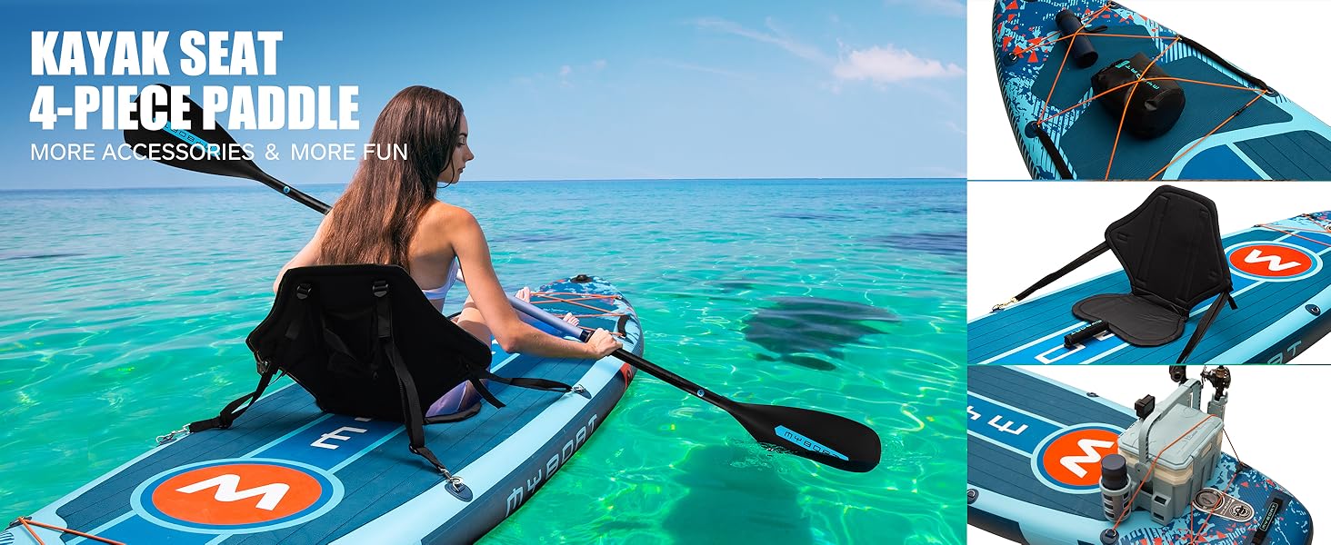 MYBOAT 11'6"×34"×6" Extra Wide Inflatable Paddle Board, Stand Up Paddle Board for Pets, Sup ...