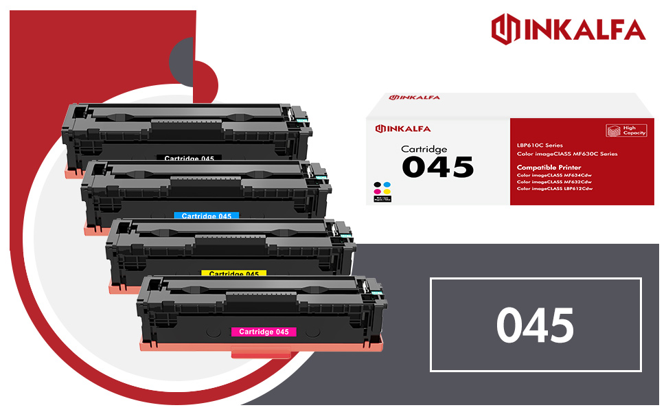 045 045H CRG-045 4-Color Pack High Yield Toner Cartridge Set Compatible for Canon 045 045H Toner ...
