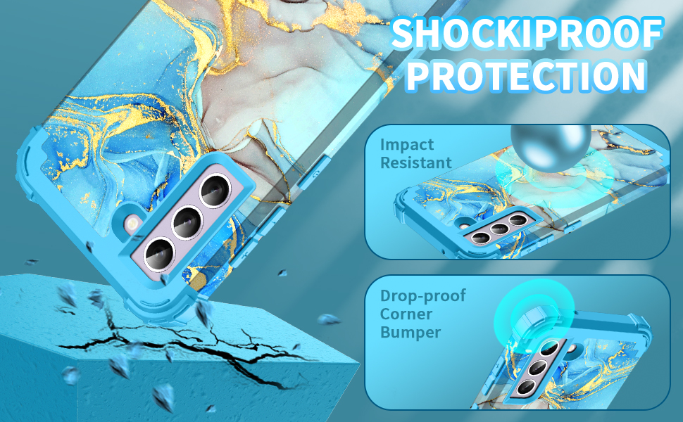 Amazon.com: BQQFG for Galaxy S22 Case,Marble Pattern Three Layer Heavy Duty Shockproof Hard ...