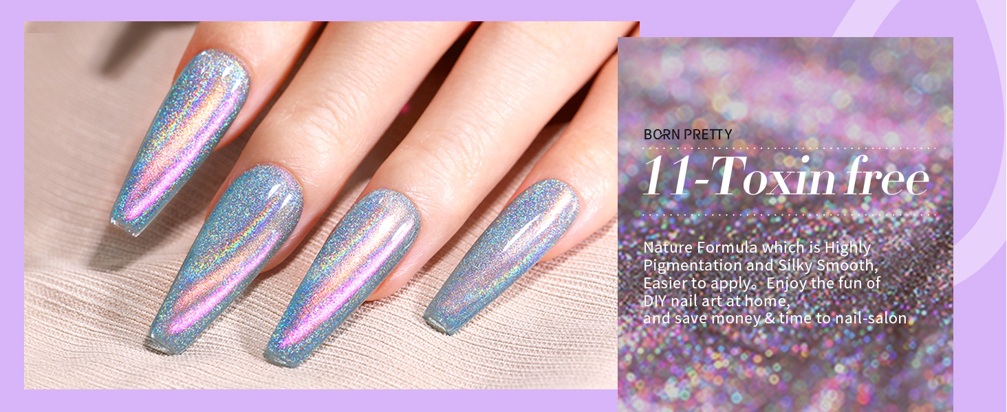 Amazon.com: Born Pretty Magnetic Gel Nail Polish Holographic Glass Cat Magnetic Eye Gel Polish ...