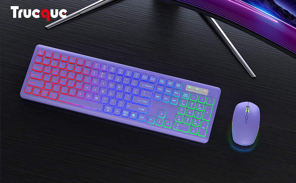 Amazon.com: Wireless Keyboard and Mouse Combo - RGB Backlit ...