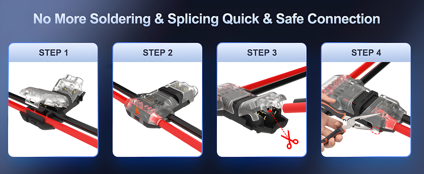 VISDOLLT Tap Wire Splitter Connectors 3 Way 2 Pin Low Voltage Wire Connectors for 16-20 AWG ...