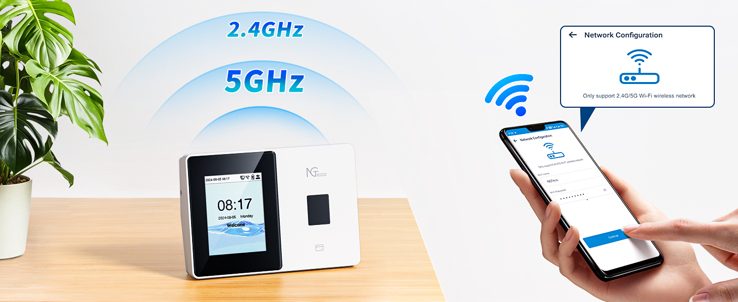 Amazon.com: NGTeco Cloud Time Clock, 5GHz WiFi Time Clocks for Employees Small Business, TC2 ...