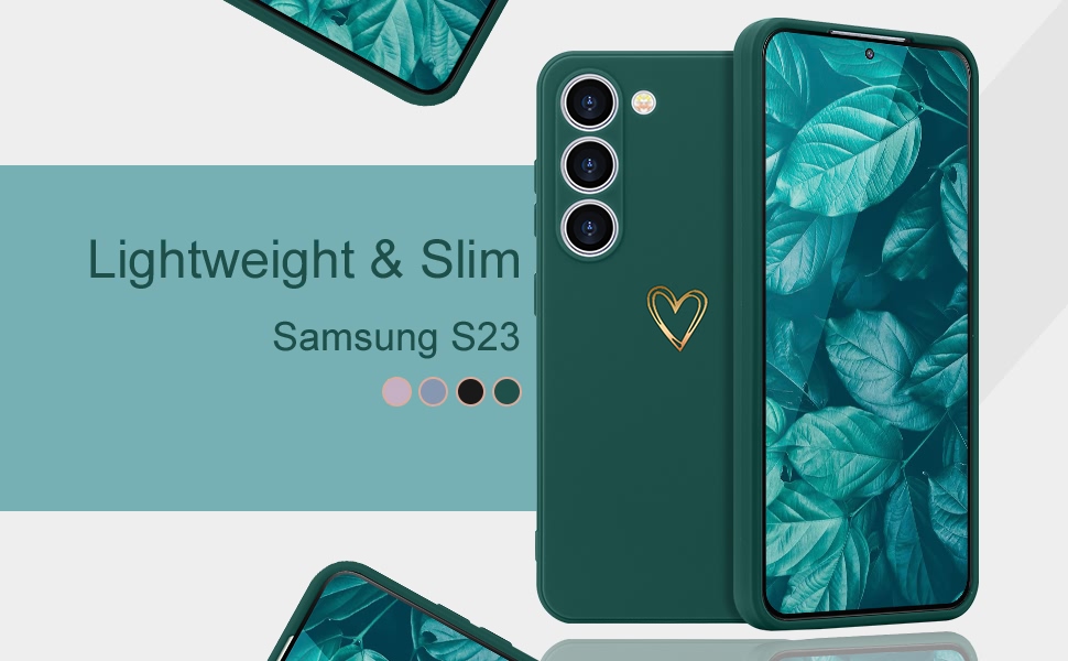 Wirvyuer for Samsung Galaxy S23 Case with Cute Heart Pattern for Women Girls Soft Shockproof ...