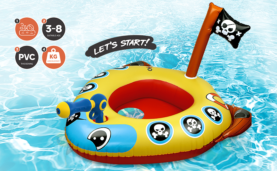 HopeRock Pool Float Toys for Kids with Built in Water Gun, Inflatable ...