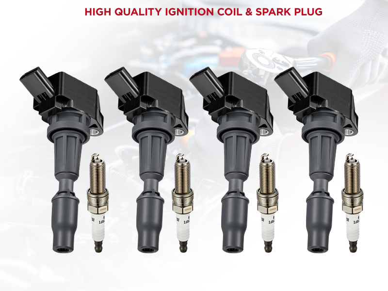 Amazon.com: SYKRSS Set of 4 Ignition Coil Pack UF764 and Iridium Spark Plugs 93175 Compatible ...