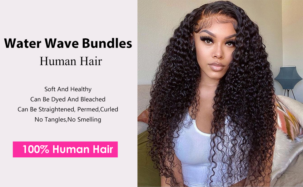Amazon.com : 14 14 14 Inch Water Wave Bundles Human Hair 100% Unprocessed Curly Brazilian Virgin ...