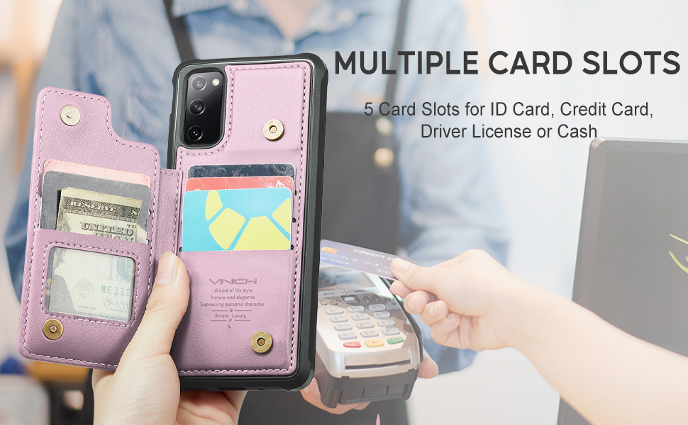 Amazon.com: Vinich for Samsung Galaxy S20 FE Wallet Case with Card Holder, RFID Blocking Credit ...