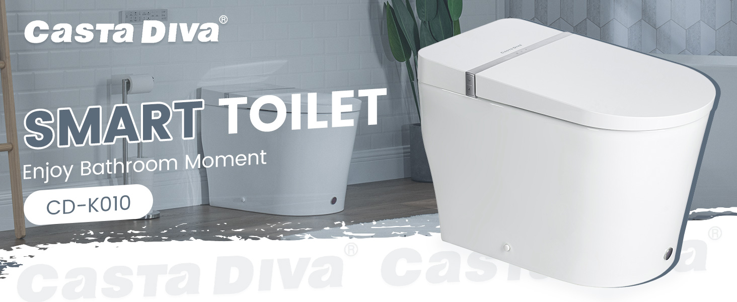 Casta Diva Smart Toilet, Wider Bidet with Heated Seat, Auto Open/Close, Warm Water, Foot Sensor ...