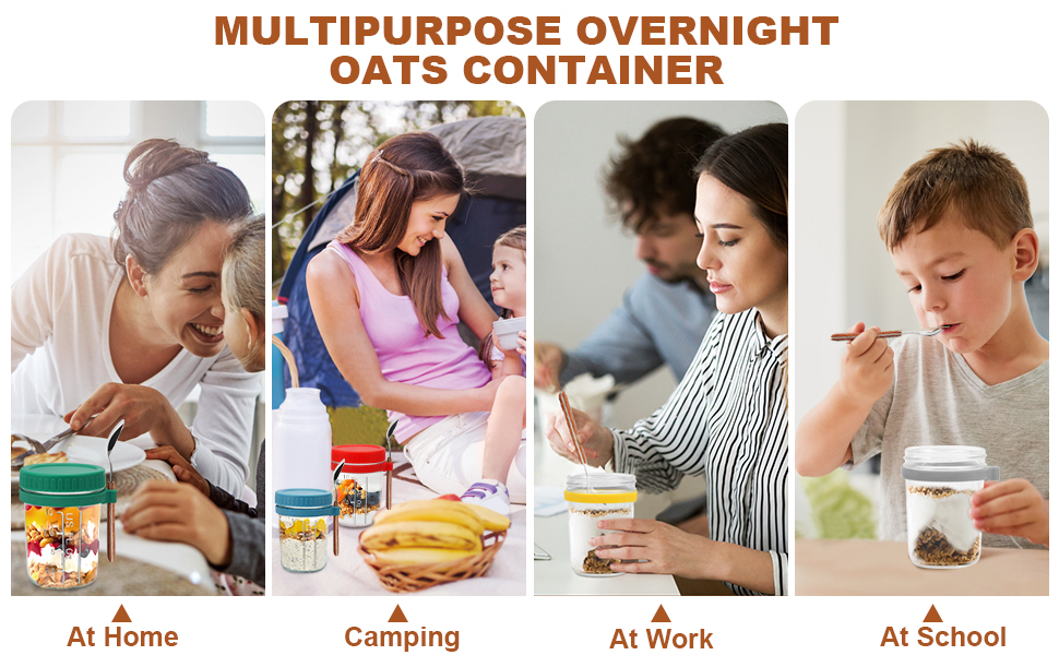 Amazon.com: TAOUNOA 9 Pack Overnight Oats Container, 12oz Glass Overnight Oats Containers with ...