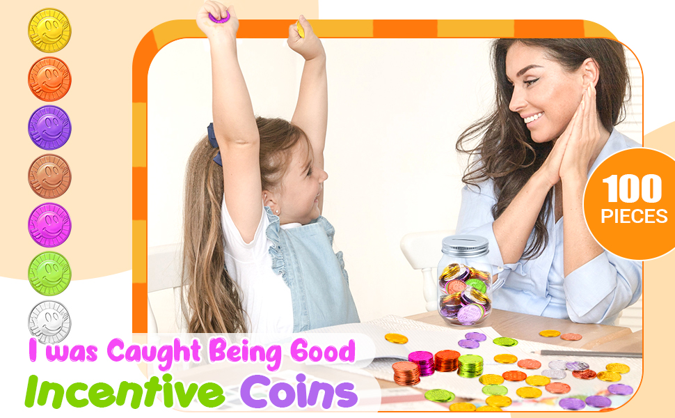 Amazon.com: 100 Pieces I was Caught Being Good Incentive Coins Colorful ...