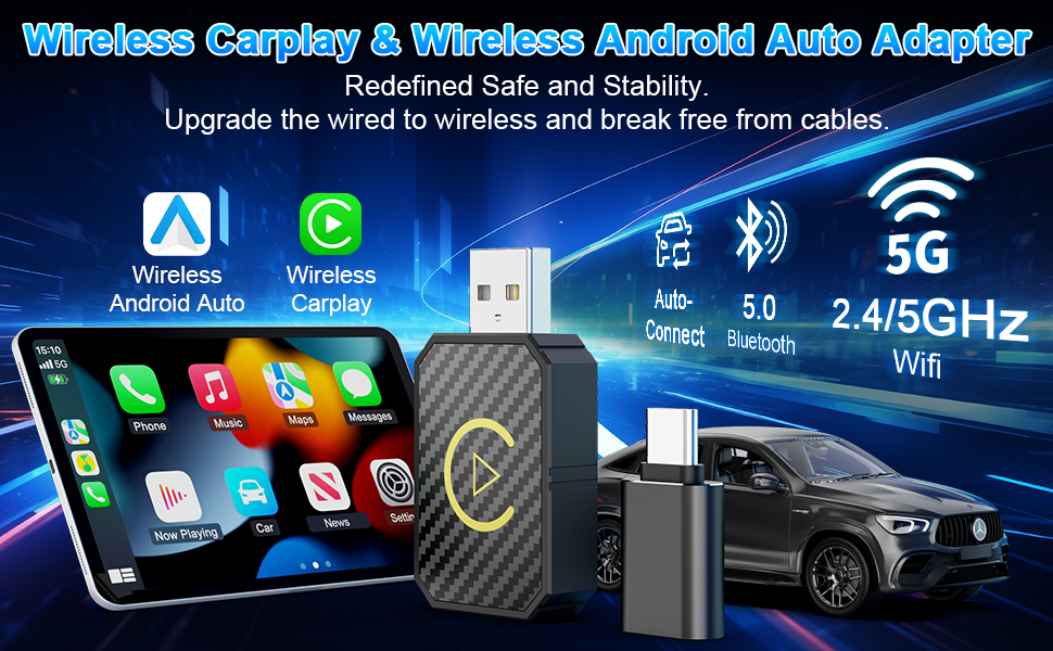 Amazon.com: Mini Android Auto Wireless Adapter & Carplay Wireless ...