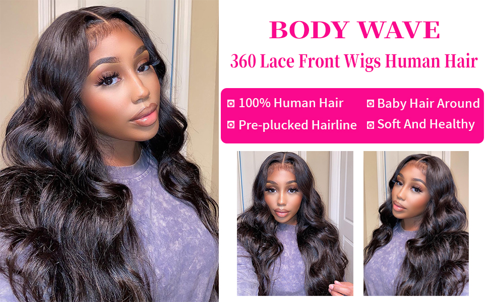 Amazon.com : KEIMIT 200% Density 360 HD Lace Front Wigs Human Hair For Women Body Wave Lace ...