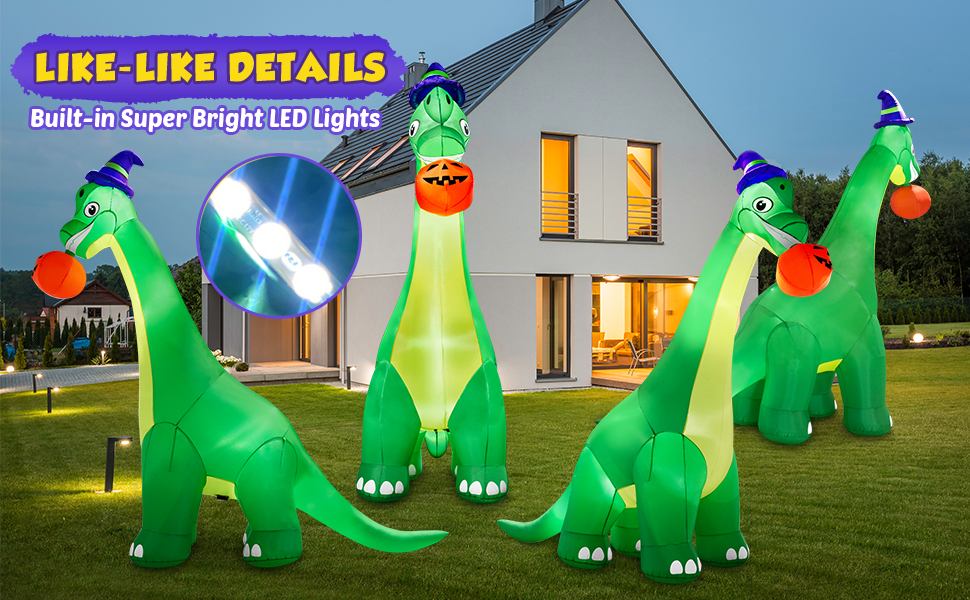 Amazon.com: zukakii 13Ft Giant Halloween Dinosaur Inflatable ...