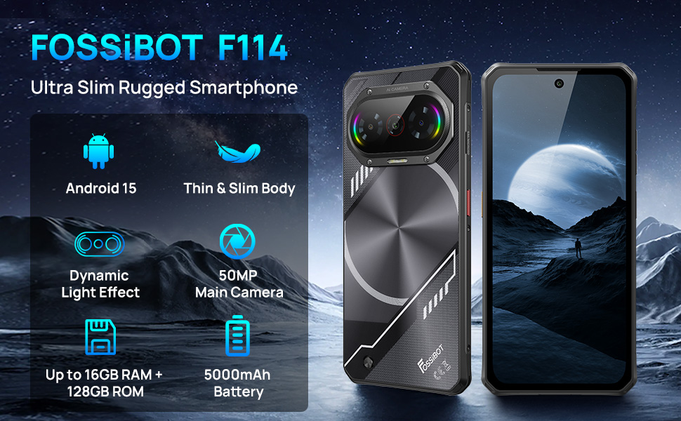 Amazon.com: FOSSIBOT F114 Rugged Phone 6.67" HD+ 16GB +128GB/TF 2TB Android 15 Gaming Rugged ...