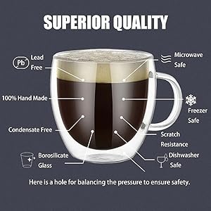 Buy KiKiluxxa Green Tea Cup Set of 4-250ml - Transparent Glass Double ...