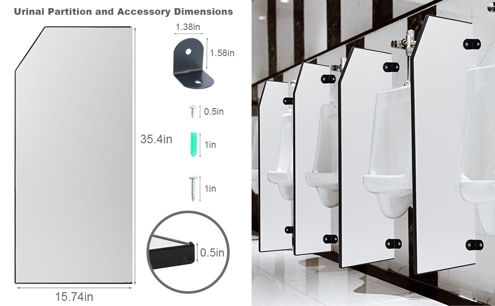 Wall-Mounted Urinal Partition - 1PCS Men’s Urinal Privacy Screen Divider Partition, Bathroom ...