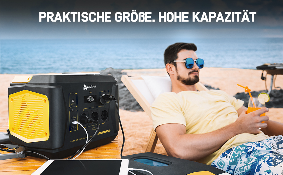 AlphaESS Tragbare Powerstation BB1000, 1036Wh/288000mAh Solar Generatoren Notstromaggregat mit 3 ...