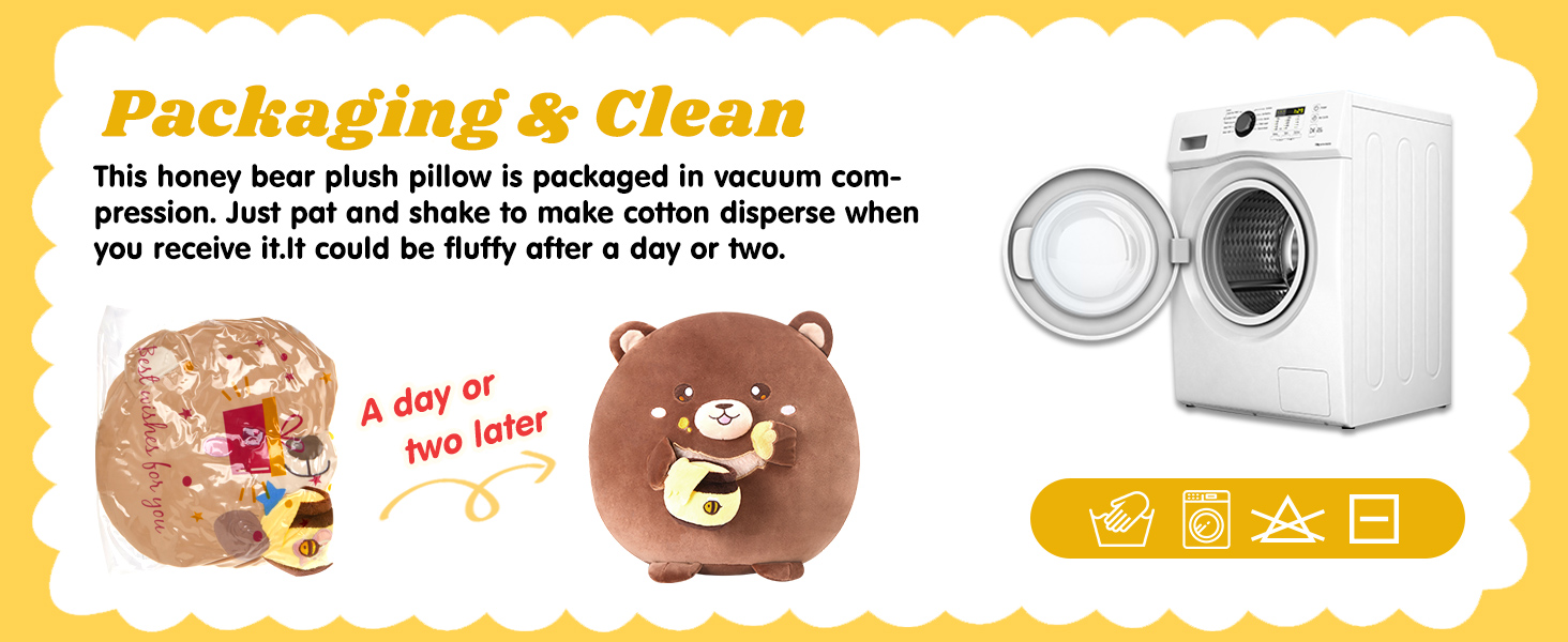 Amazon.com: CozyWorld 12“ Honey Bear Plush Pillow,Teddy Bear Plush Stuffed Animal Gifts for ...