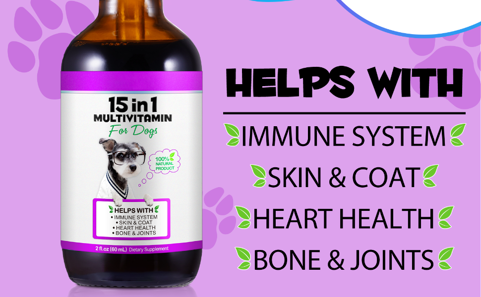 Amazon.com : Dog Multivitamin,15 in 1 Dog Multivitamin Liquid Drops Supplements, Dog Vitamins ...