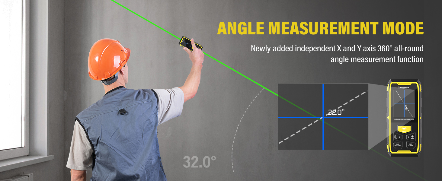 Amazon.com: IKOVWUK Dual Laser Measuring Tool, 656FT/200M Green Bilateral Laser Distance Meter 6 ...
