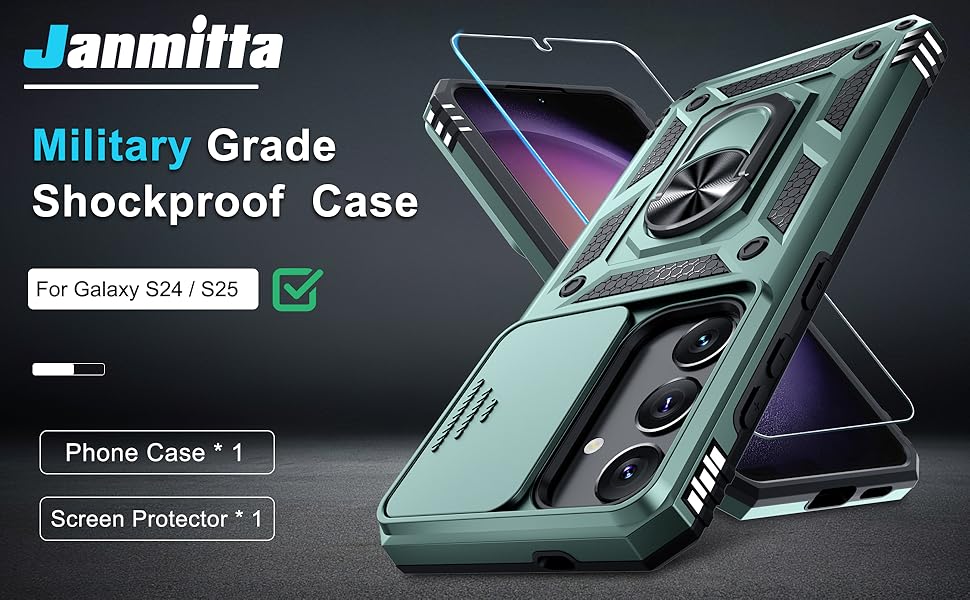 Amazon.com: Janmitta Compatible with Samsung Galaxy S25/S24 Case Built in Slide Camera Lens ...