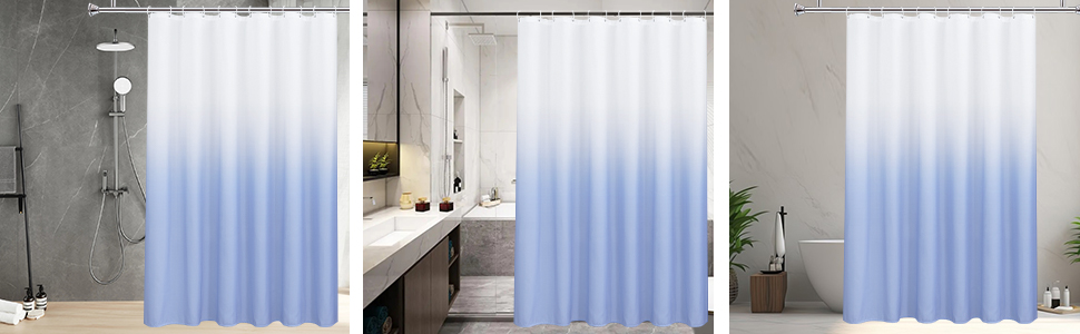 Amazon.com: AooHome Fabric Shower Curtains, Cloth Ombre Blue Shower Curtain Sets, Washable ...