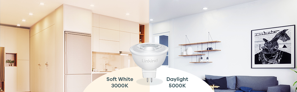 Linkind MR16 LED Bulb Dimmable, GU5.3 Bi-Pin Base MR16 LED Bulbs, 6.5W (70W Equivalent) 3000K ...