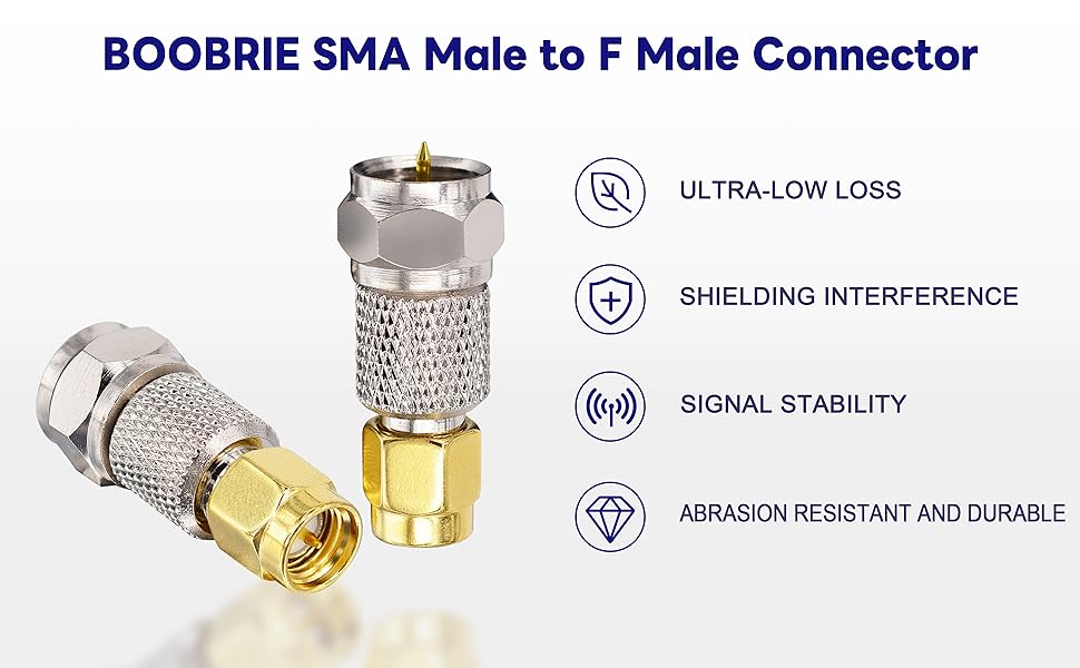 Amazon.com: BOOBRIE 2-Pack SMA to F Coax Adapter SMA Male to F Male Coaxial Connector SMA-F RF ...