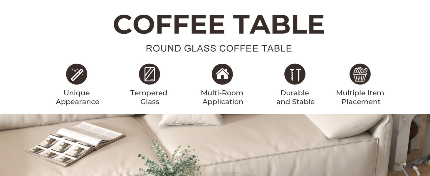 Amazon.com: Otterease 31" Glass Coffee Table, Modern End Table with ...