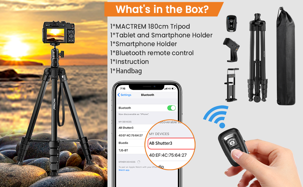 Amazon.com: MACTREM Phone Tripod with Selfie Stick, 70" Horizontal Overhead Tripod for iPhone ...