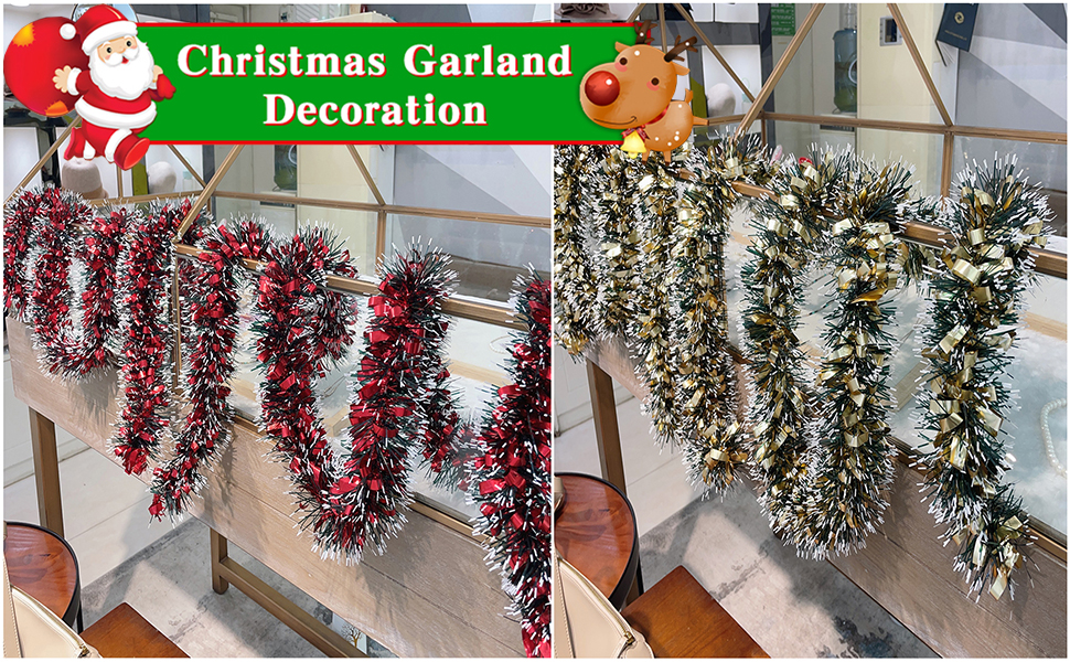 Guirlandes Tinsel Noël, 4 pcs x 2 m Guirlande Tinsel Brillante ...