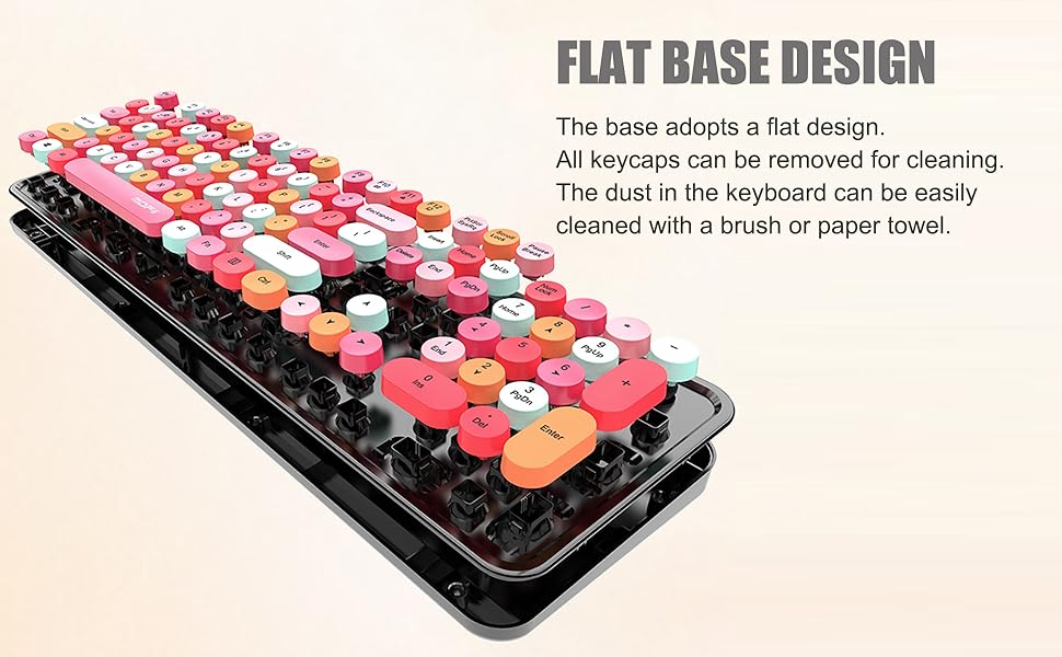 2 4g Full Size Wireless Keyboard And Mouse Combo Multi Color Typewriter Style Round