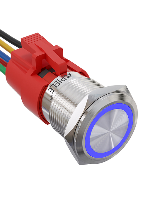 APIELE 110V-220V 19mm Latching Push Button Switch 10 Amp SPST LED ...