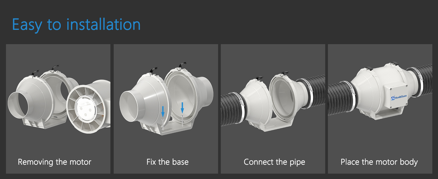 Hon&Guan Rohrventilator 100mm Leise, Rohrlüfter mit EU-Stecker, Einstellbarer Hoher und ...