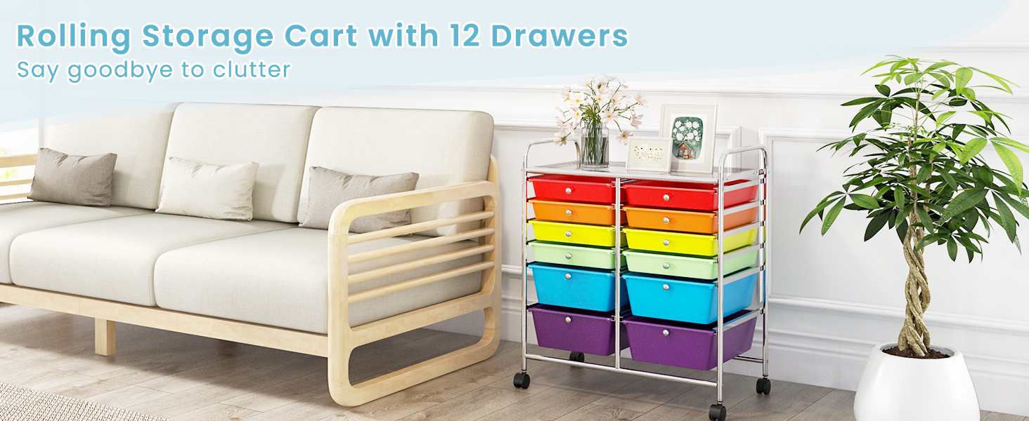 Amazon.com: LDAILY 12 Drawer Rolling Storage Cart, Craft Cart Organizer ...