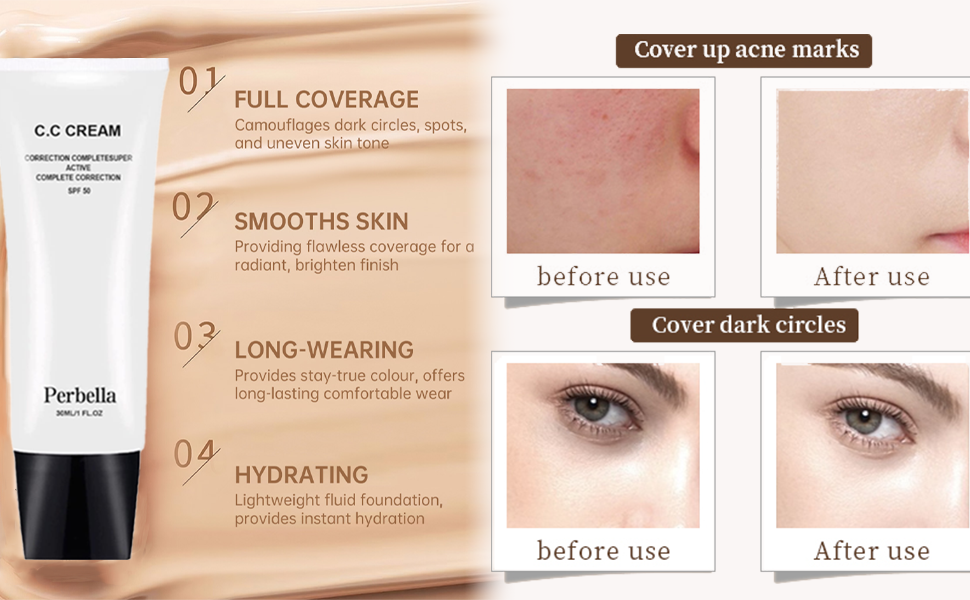 Amazon.com: Perbella Cc Cream For Older Women-Self Adjusting For Mature Skin,Cc Cream with Spf ...