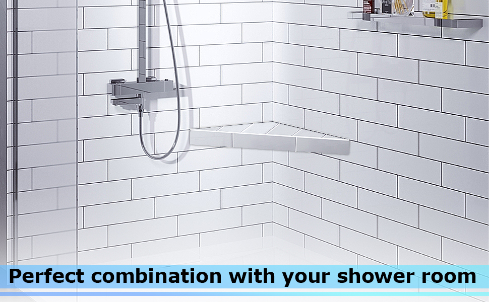 Amazon.com: EXODIOS Floating Corner Shower Bench, 17''x17''x24'' Versatile Versatile Corner ...