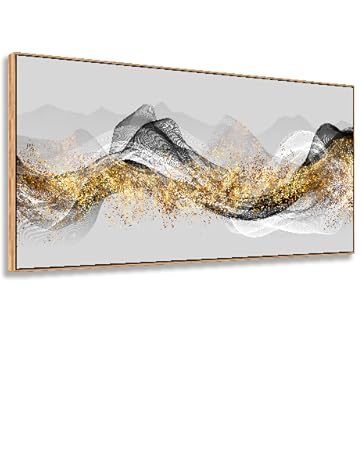 Amazon.com: Tucai Decor Wall Art Modern light Luxury Abstract Gold ink Landscape Canvas Wall Art ...