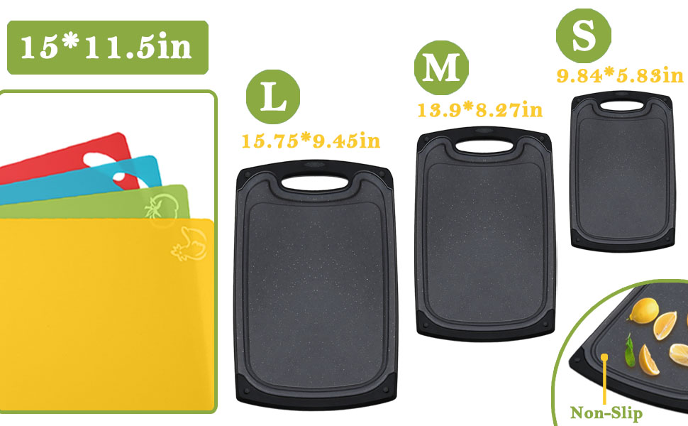 Amazon.com: Gifcomda 11p Cutting Boards for Kitchen, Unique Collocation on Amazon, Plastic Dark ...