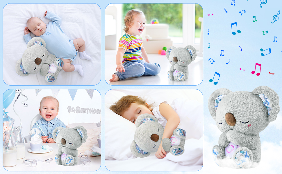 YELIY Koala Peluche Que Respira - Koala Dreams para ansiedad - Nutria Respiratoria con Música y ...