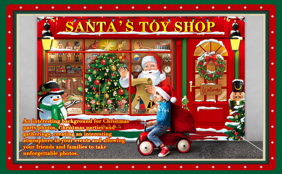 Amazon.com: Santa's Toy Shop Christmas Party Photography Backdrop ...