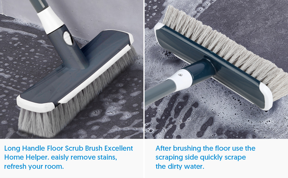Amazon.com: Floor Scrubber with Long Handle, 2 in 1 Scrubbing Brush ...