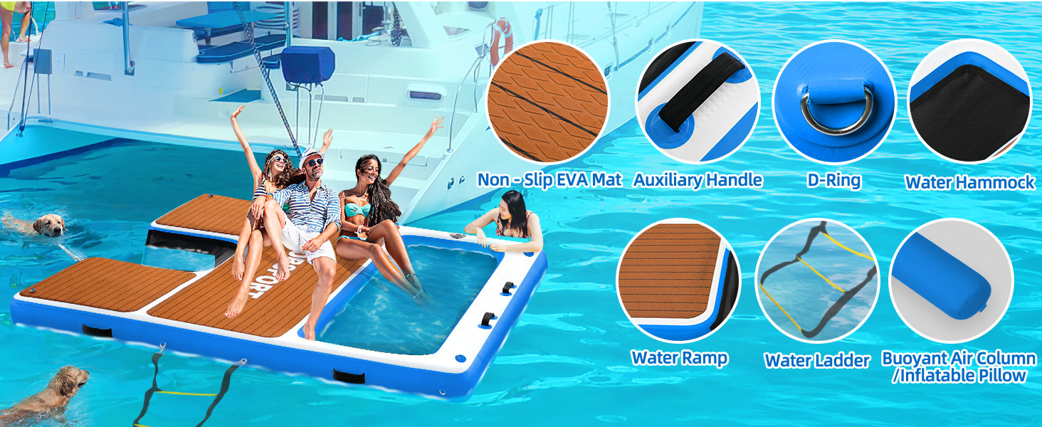 Amazon.com: UTOBSPORT Inflatable Floating Dock 8X8 FT with Water Ramp ...