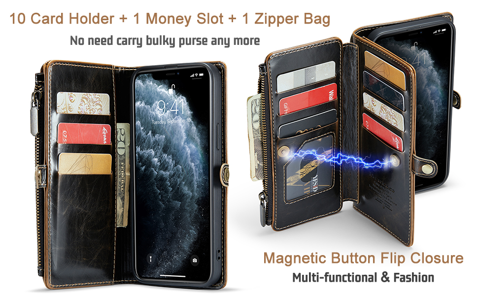 Amazon.com: Defencase Compatible with iPhone 11 Pro Max Case Wallet with RFID Blocking Card ...