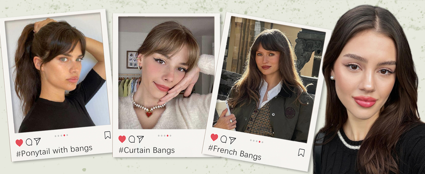 Amazon.com : NAYOO Bangs Hair Clip 100% Real Human Hair Toppers 360°3D Cover Clip in Bangs Hair ...