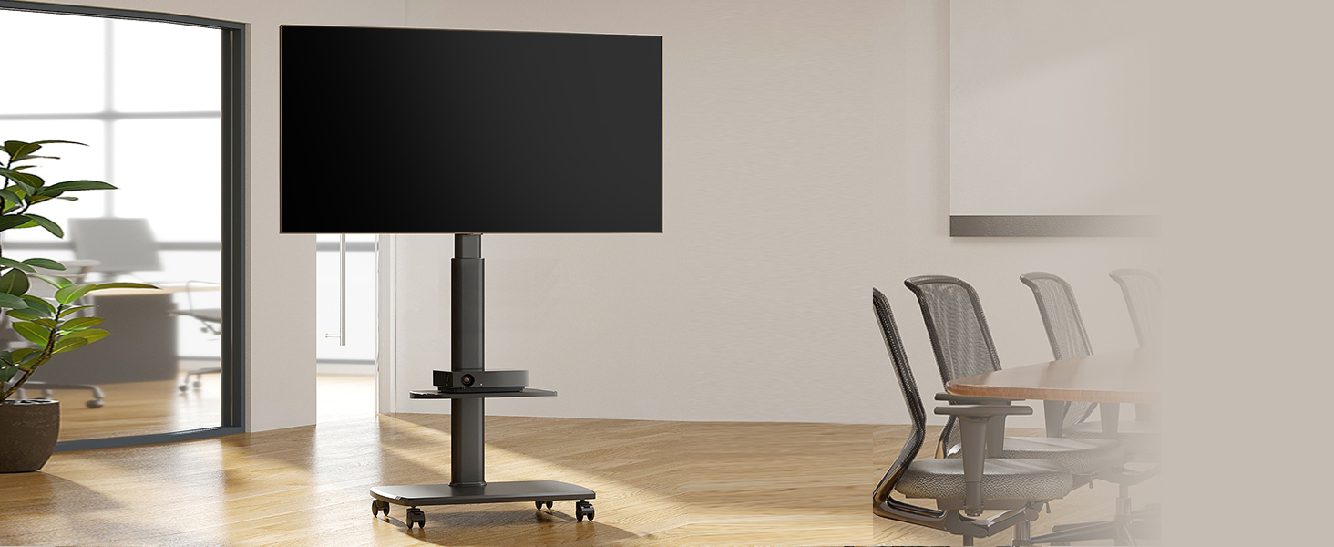 FITUEYES Carrello Porta TV con Ruote 1.5m & 20mm Legno Base per 32-70 Pollici, 60° Girevole & 6 ...