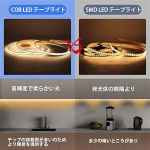 Amazon.co.jp: クリアヒル（Clearhill）5V COB LEDストリップライト 3M 昼白色 6500K LED320個/M 強力な光 幅8mm 非防水IP20 1M USB ...