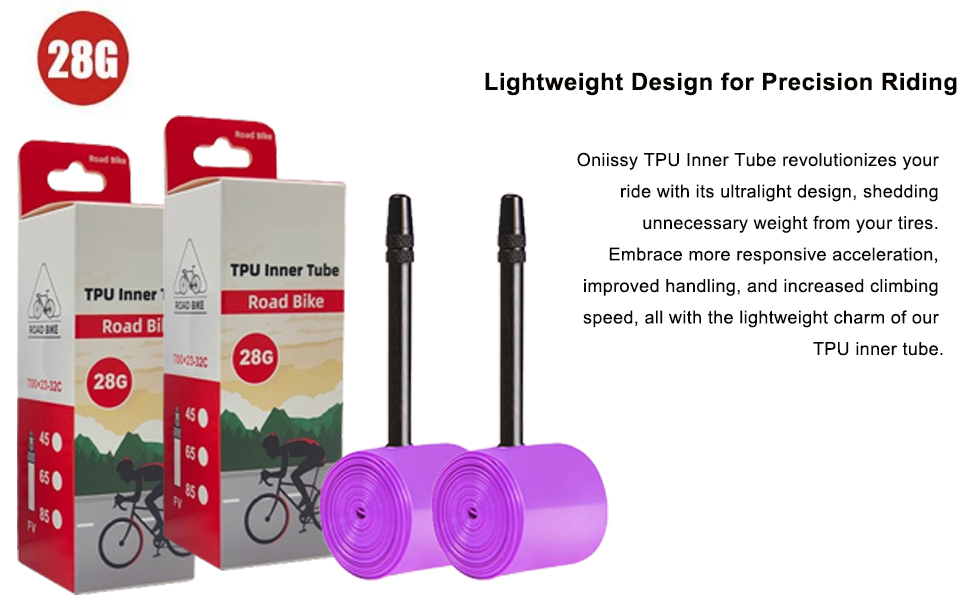 Oniissy Camera D'aria TPU 700C, Camera D'aria 28g Ultraleggera per Bicicletta, Valvola FV ...